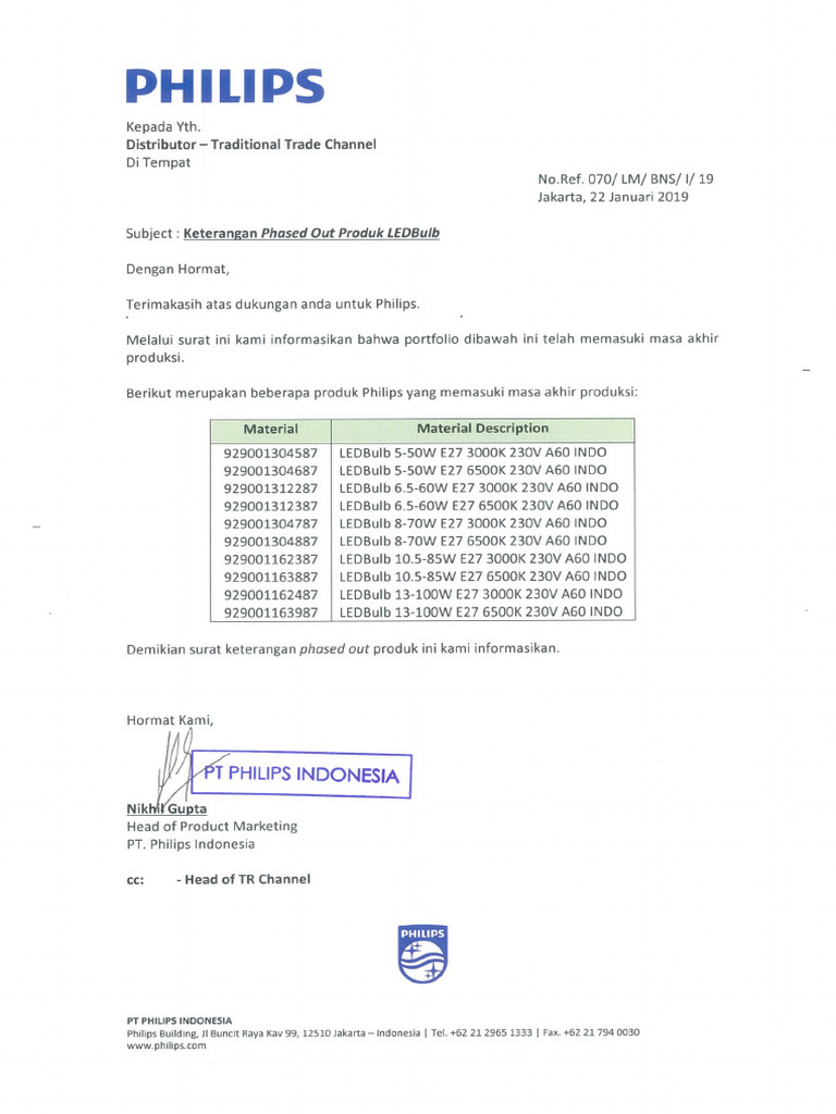 Letter No. 070-LM-BNS-I-19-Surat Keterangan Phased Out Produk LEDBulb ...
