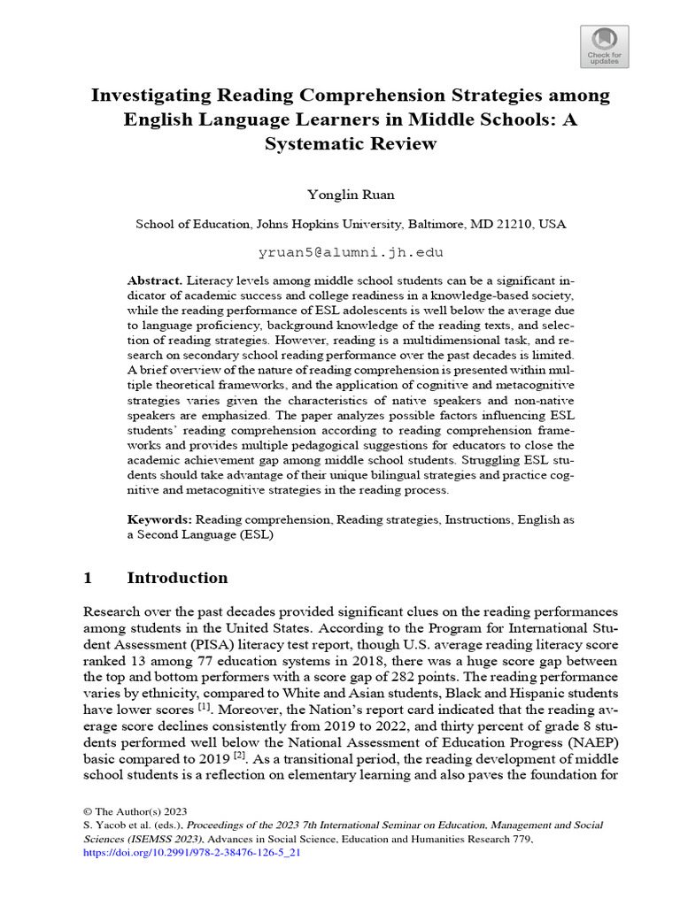 Investigating Reading Comprehension Strategies Among English Language ...