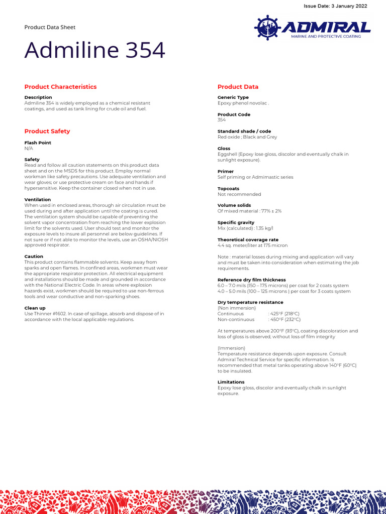PDS Admiline 354 | PDF | Materials
