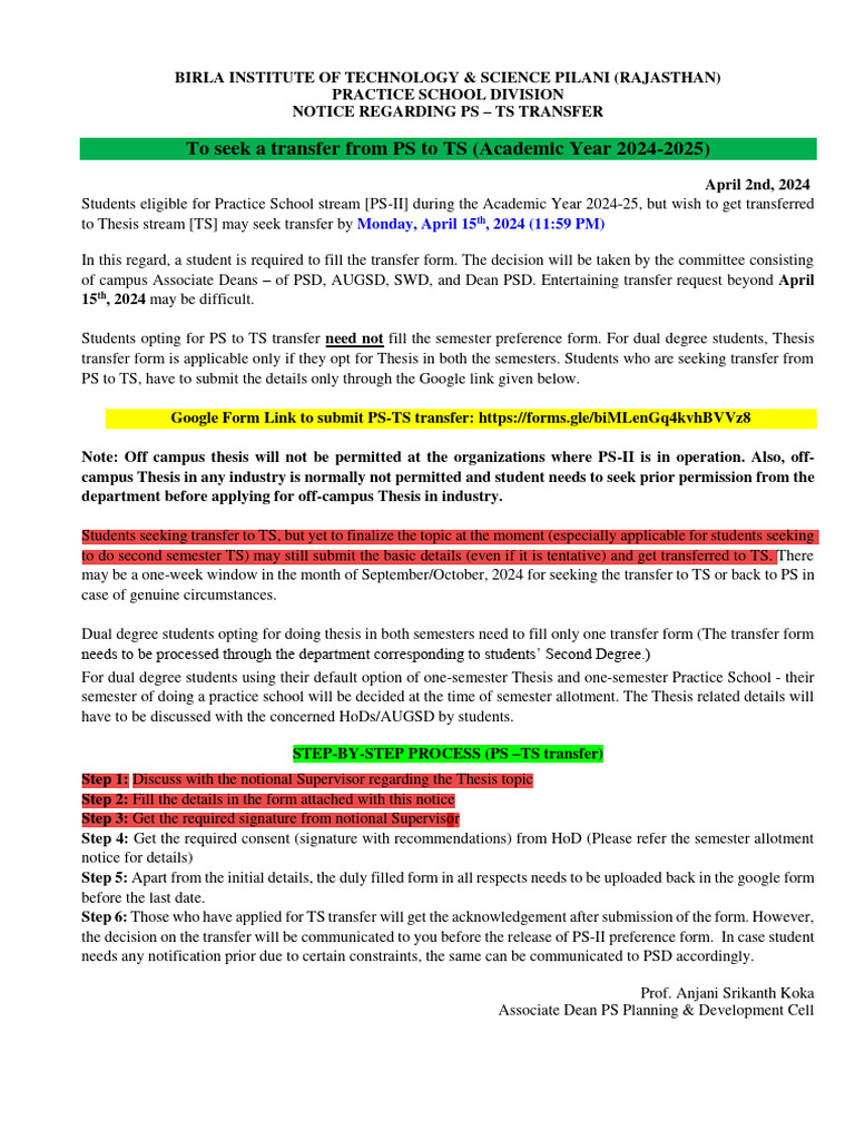 Notice For Thesis Transfer | PDF | Thesis