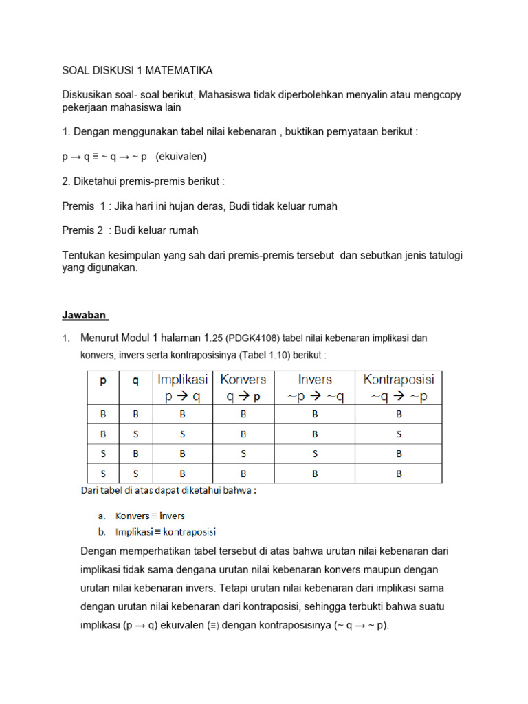Diskusi Logika Matematika Ekuivalen | PDF
