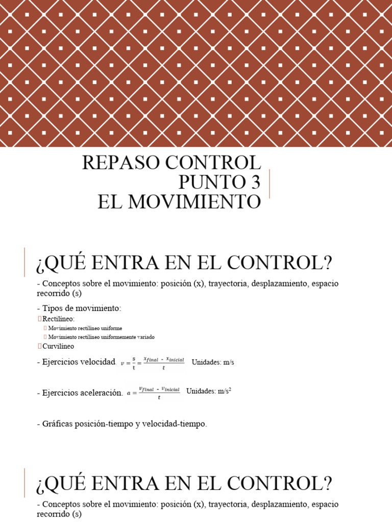 Repaso para control | PDF | Velocidad | Aceleración