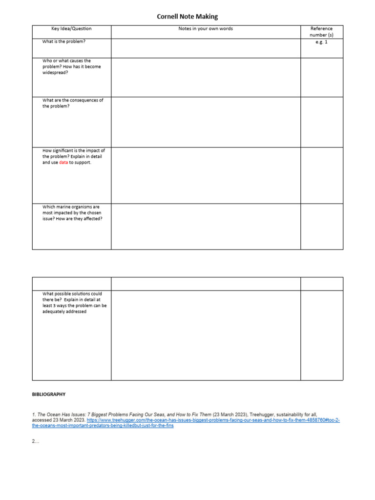 Cornell Notes on Marine Issues | PDF