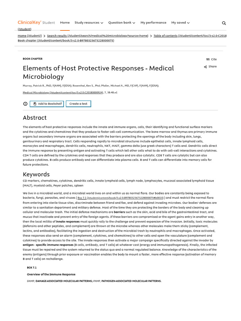 Elements of Host Protective Responses - TB 1 | PDF | Lymph Node ...