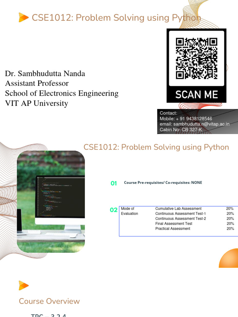 FALL WIN SEM (2023-24) CSE1012 ETH AP2023243000475 Reference Material I Lecture 0 | PDF | Python ...