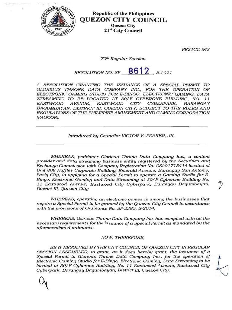 QC Resolution SP-8612, S-2021 | PDF