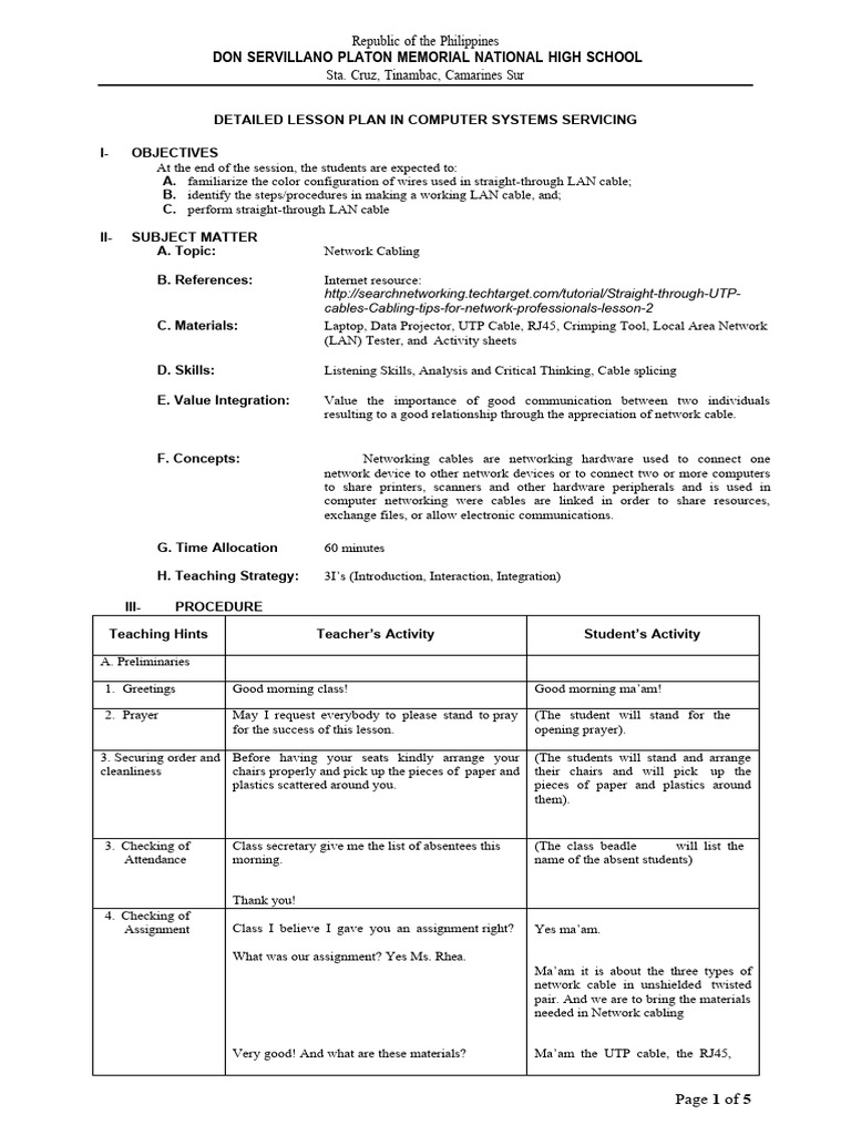 Lesson Plan | PDF | Computer Network | Computing