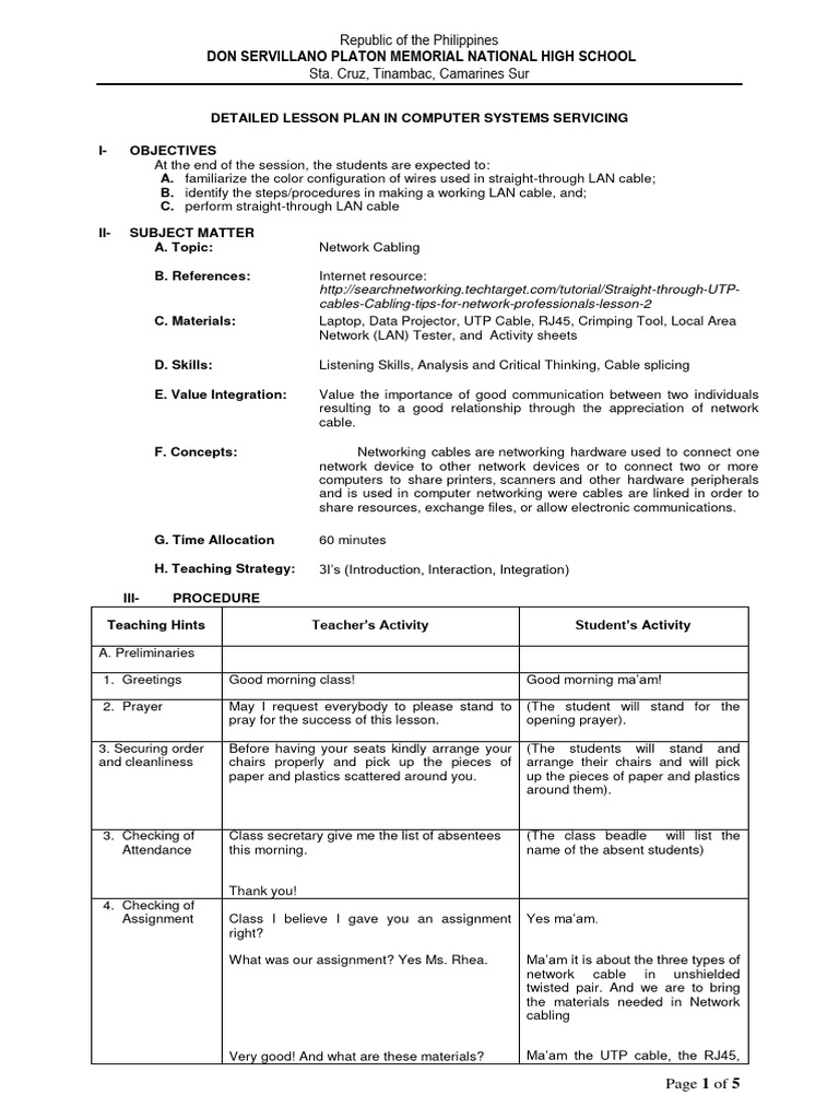 Lesson Plan | PDF | Telecommunications | Manufactured Goods