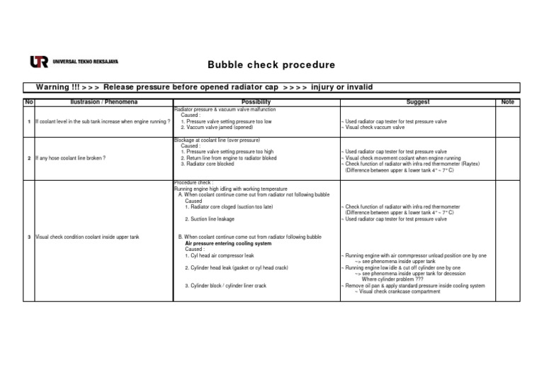 Bubble Check Procedure | PDF | Leak | Vacuum