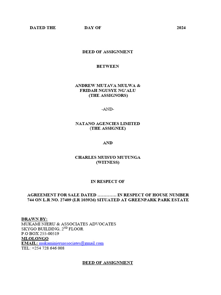 Deed of Assignment | PDF | Assignment (Law) | Business Law