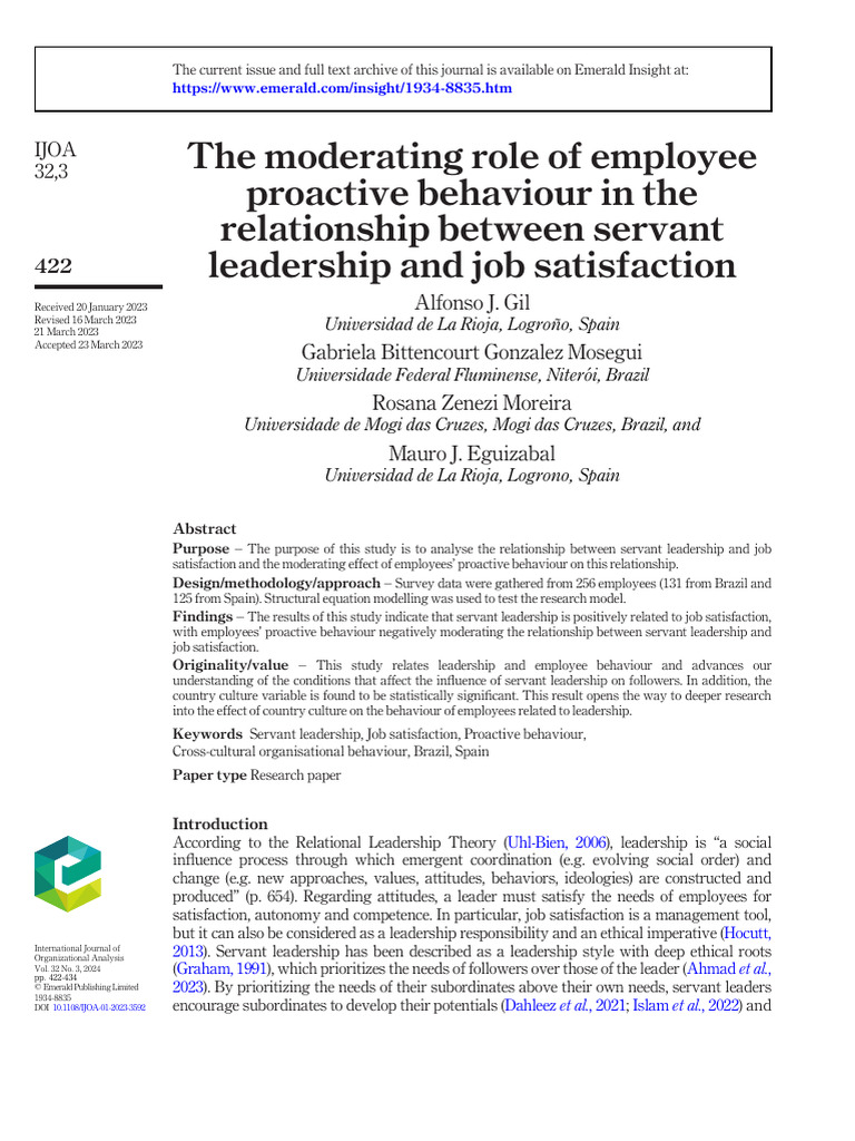 Moderating Role Of... | PDF | Job Satisfaction | Leadership