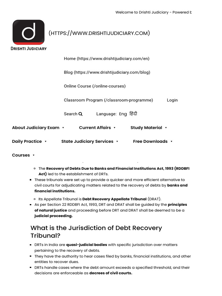 Debt Recovery Tribunals in India | PDF | Tribunal | Bankruptcy