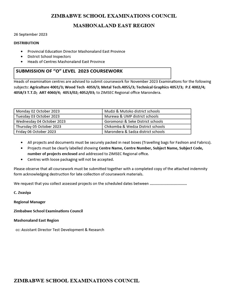 2023 Coursework Submission Dates | PDF