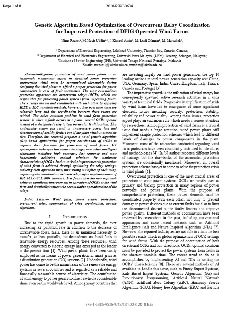 Genetic Algorithm Based Optimization Of Overcurrent Relay Coordination