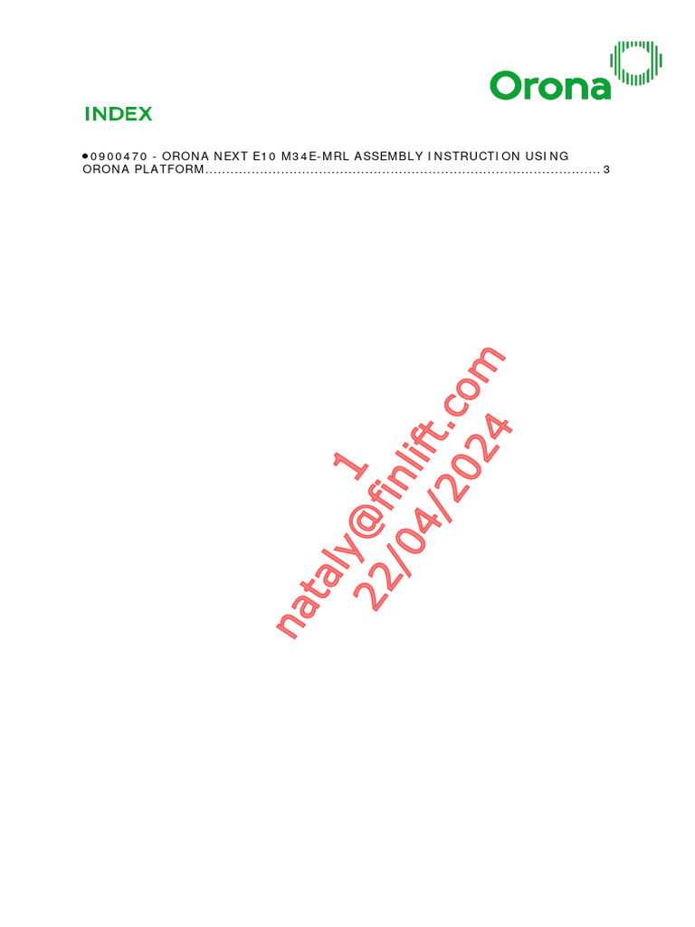 Orona Next E10 M34e-Mrl Assembly Instruction Using Orona Platform | PDF ...