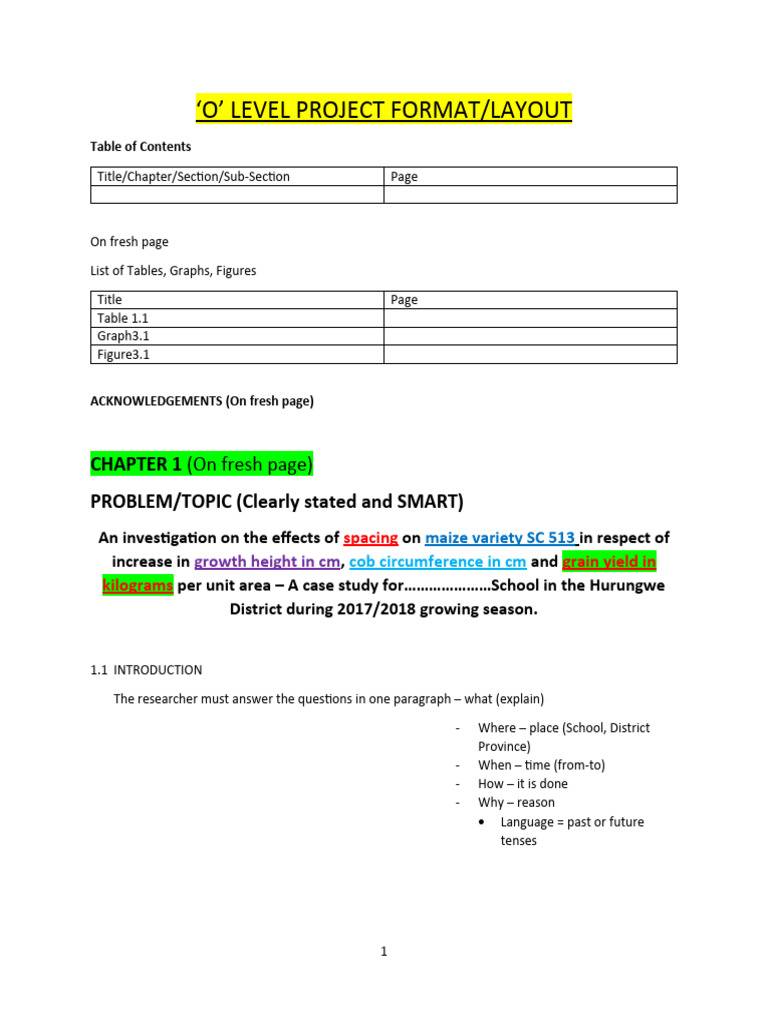 O' Level Project Format Guide | PDF | Science