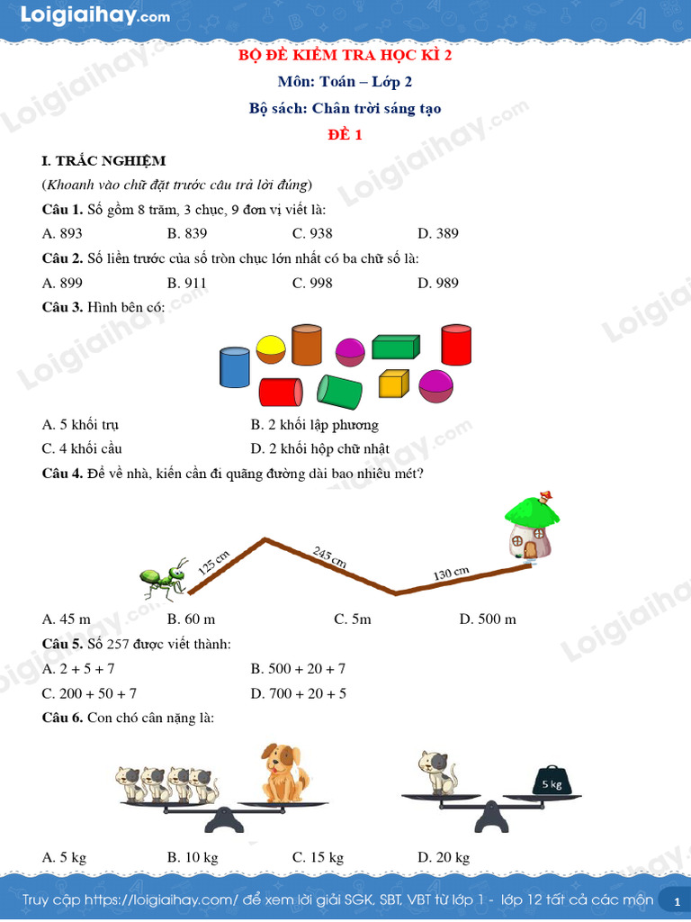 Tong Hop 20 de Thi Hoc Ki 2 Toan 2 Chan Troi Sang Tao Co Dap An ...