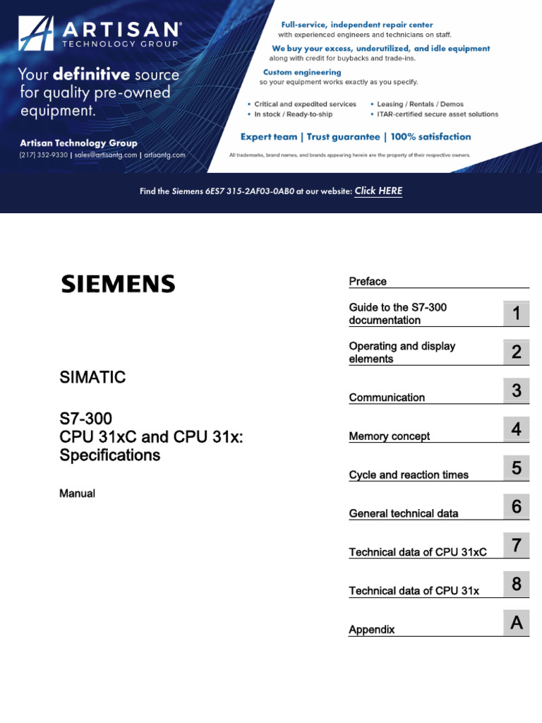 Siemens S7 300 Manual | PDF | Central Processing Unit | Input/Output