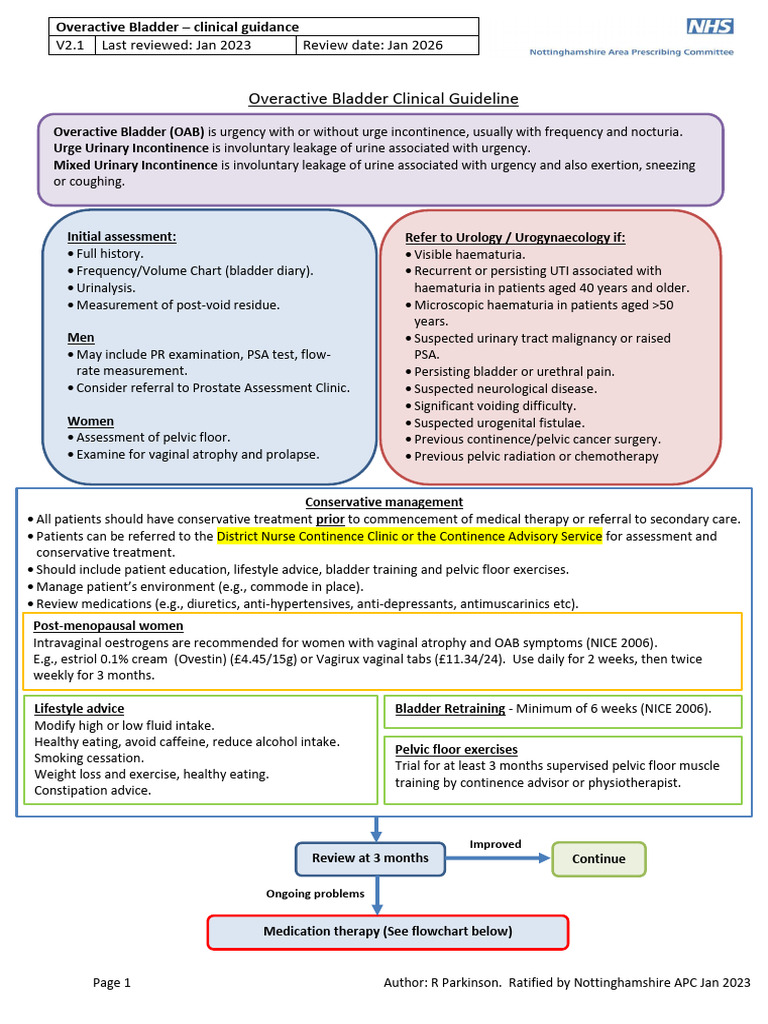 Oab Guidelines | Download Free PDF | Urinary Incontinence | Urology