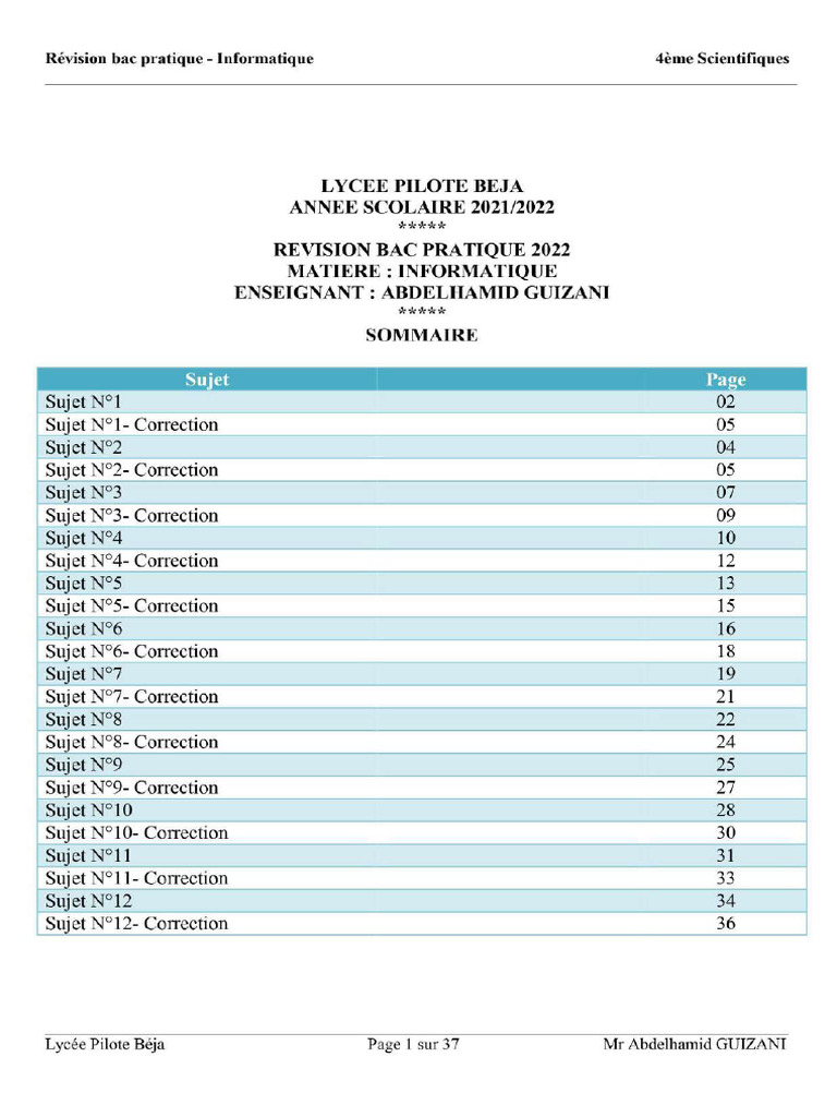 REVISION INFO BAC SCIENTIFIQUE | PDF