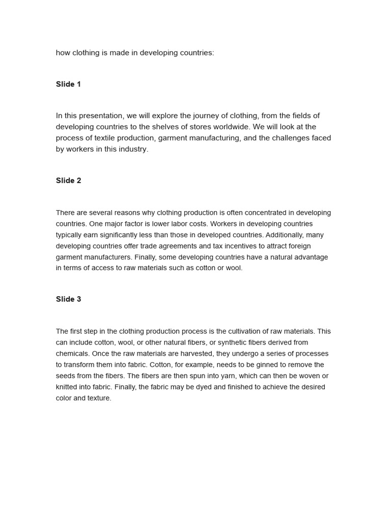 How Clothing Is Made in Developing Countries | PDF | Textiles | Clothing
