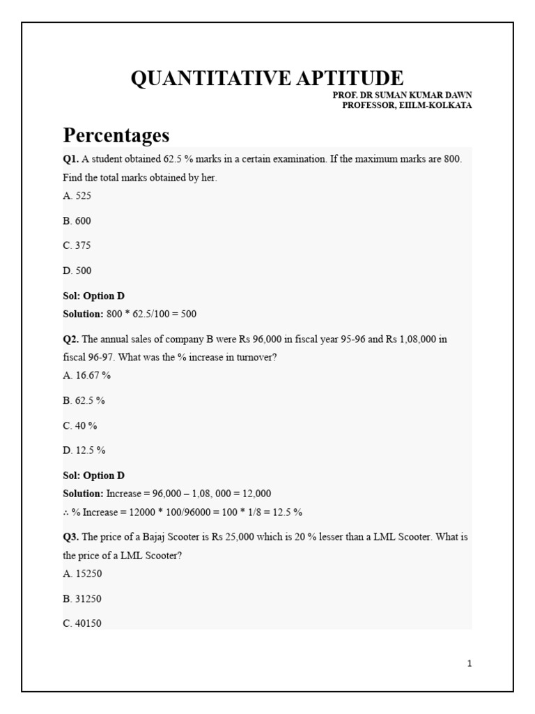 Quantitative Aptitude | Download Free PDF | Voter Turnout