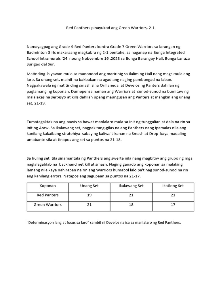 Badminton Intramurals | PDF