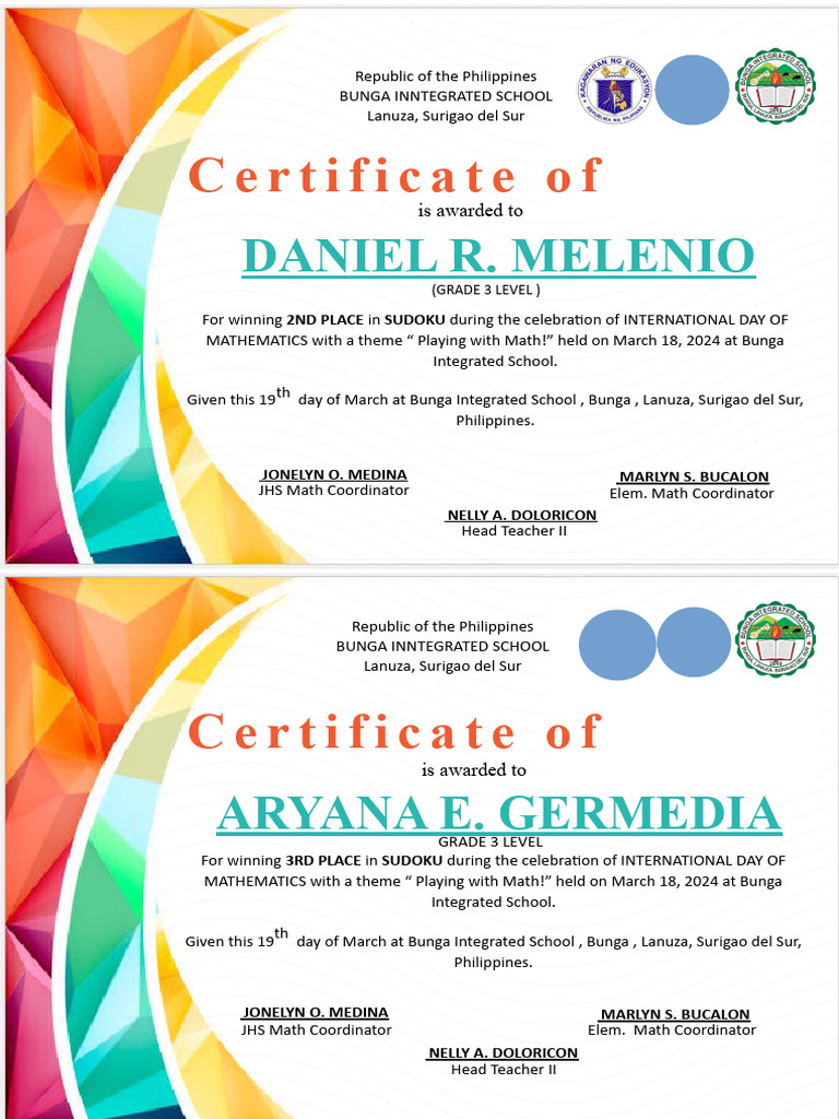 CERTIFICATES MATH | PDF | Mathematics