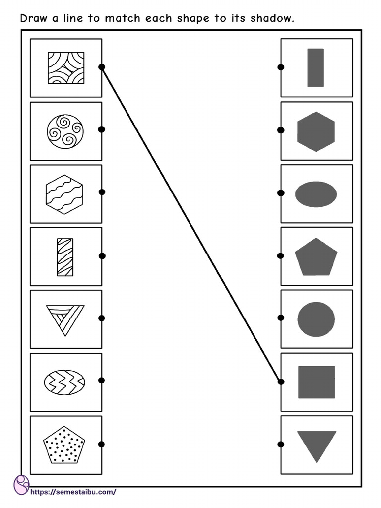 Shapes Matching Preschool Worksheets Shadow | PDF