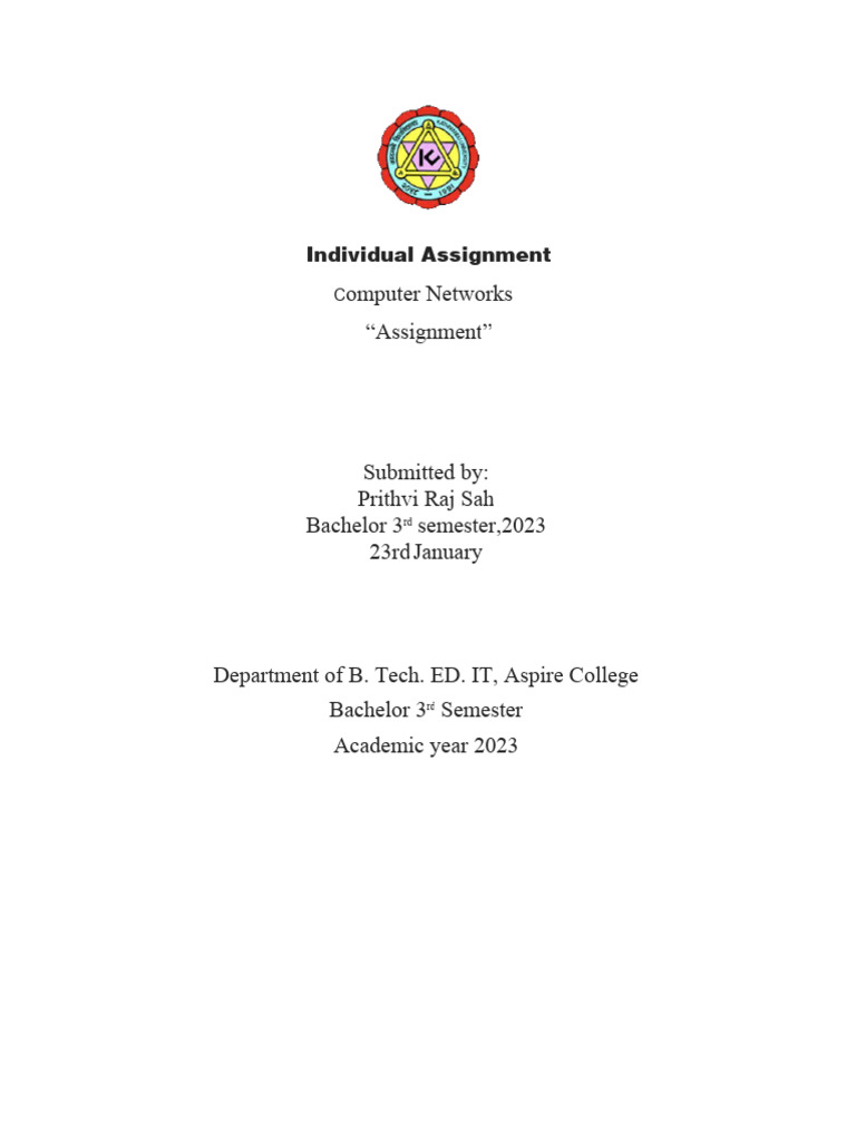 word__Computer Network Assignment | PDF | Transmission Control Protocol | Osi Model