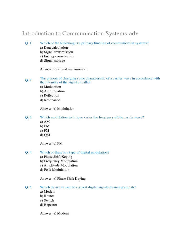 Introduction to Communication Systems-Adv | PDF | Modulation | Telecommunications