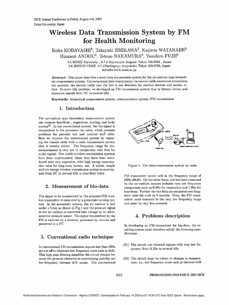 Wireless Data Transmission System by FM For Health Monitoring | PDF ...