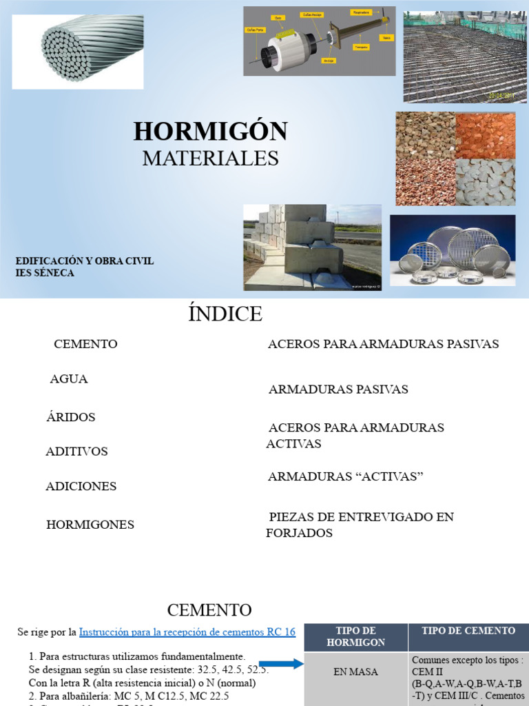 Materiales y Tipos de Hormigón en Construcción | PDF | Hormigón ...