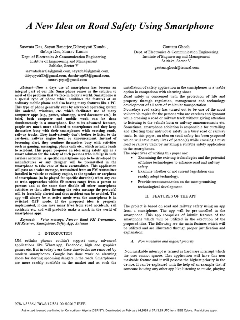 A New Idea On Road Safety Using Smartphone | PDF | Frequency Modulation ...