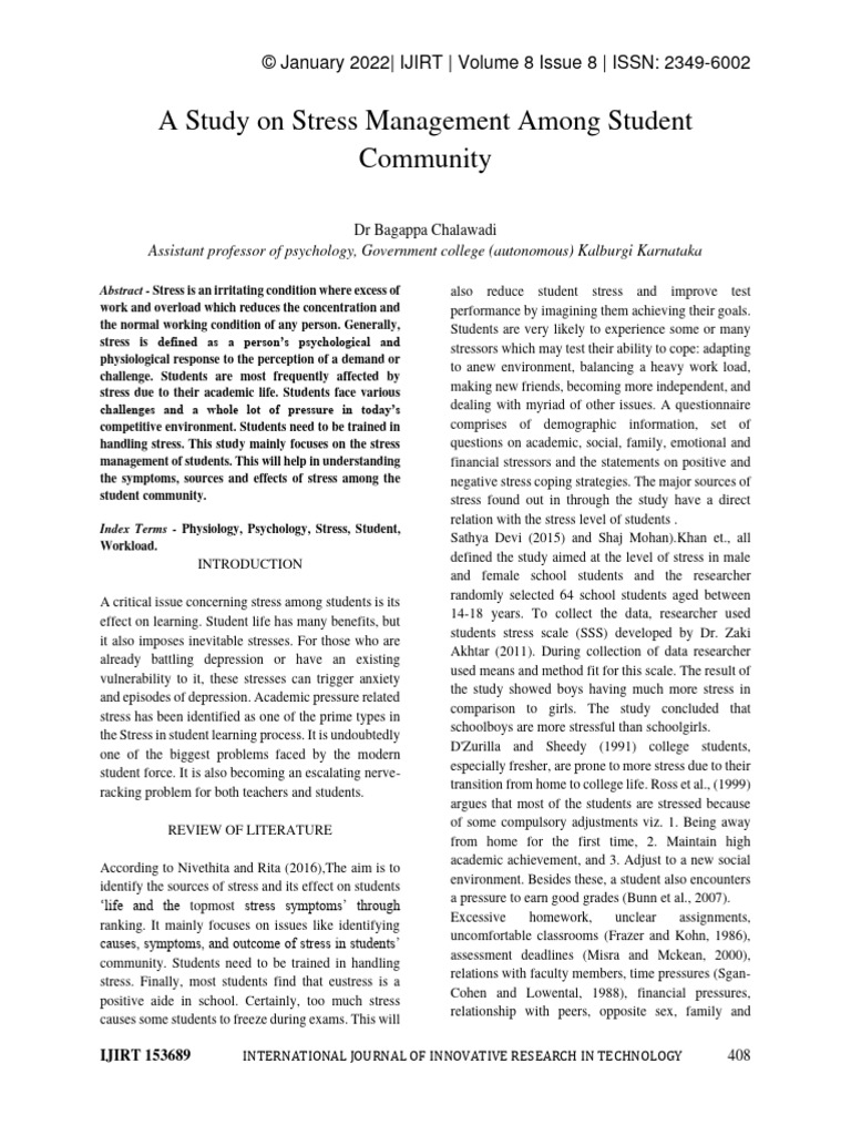 Ijirt153689 Paper | PDF | Stress (Biology) | Stress Management