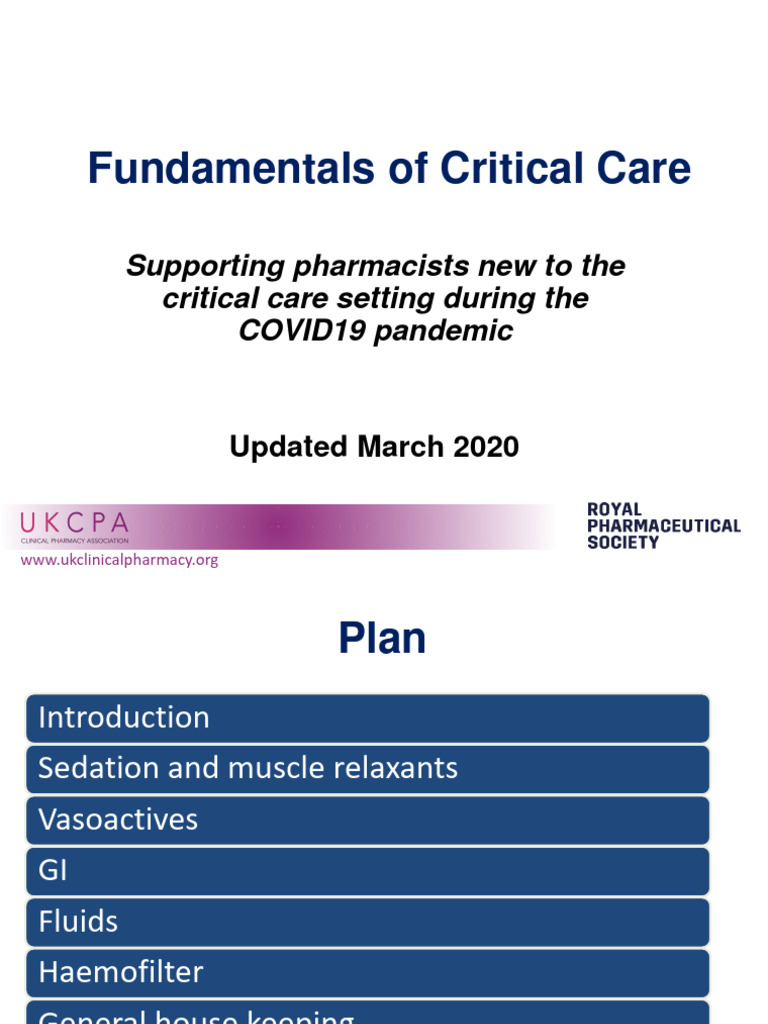 Crit Care Basic Training 2020 v2.0 | PDF | Midazolam | Intensive Care ...