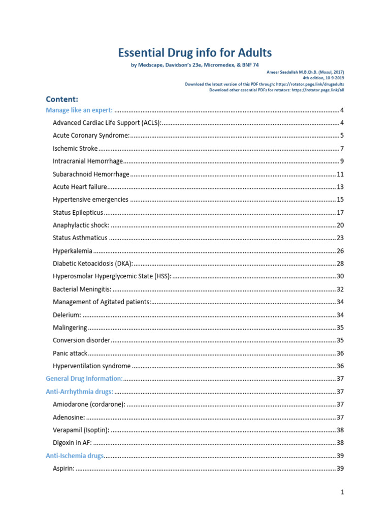 Essential Drug Info For Adults | PDF | Blood Pressure | Stroke