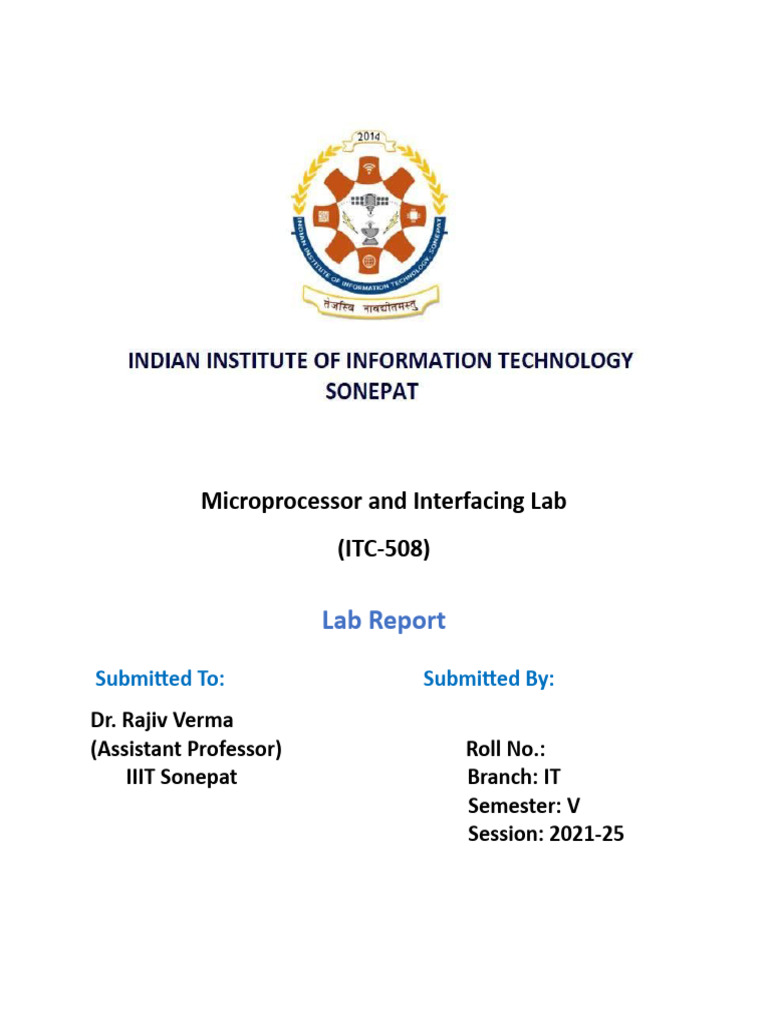 Microprocessor Interfacing Lab Report | PDF | Mathematical Notation | Numbers