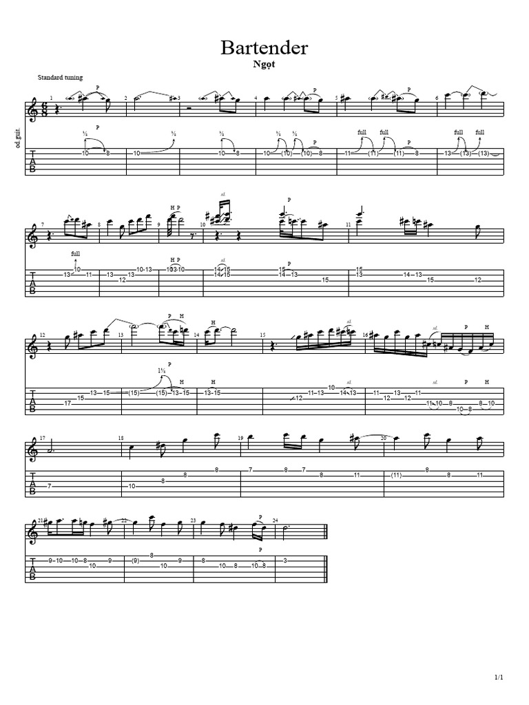Bartender - Ngọt (Guitar Solo) | PDF | Guitar Family Instruments ...