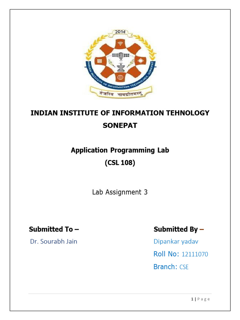 Dipankar Yadav - AP Lab Assignment3 | PDF | Computing
