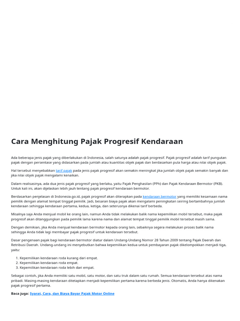 Cara Menghitung Pajak Progresif Kendaraan | PDF