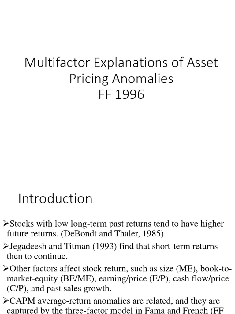 Multifactor Explanations | PDF | Capital Asset Pricing Model ...