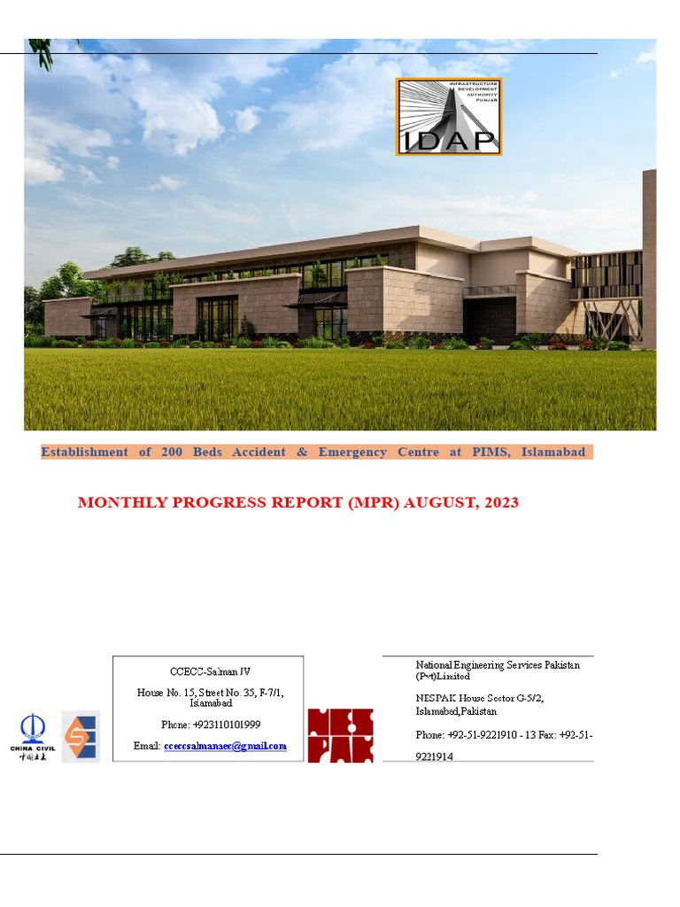 Monthly Progress Report Format | PDF | Basement | Islamabad