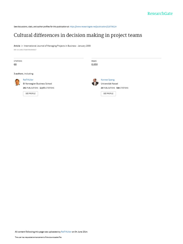 Cultural Decision-Making in Project Teams | PDF | Decision Making | Utility