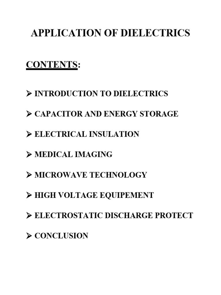 Application of Dielectrics | PDF | Capacitor | Electrostatic Discharge