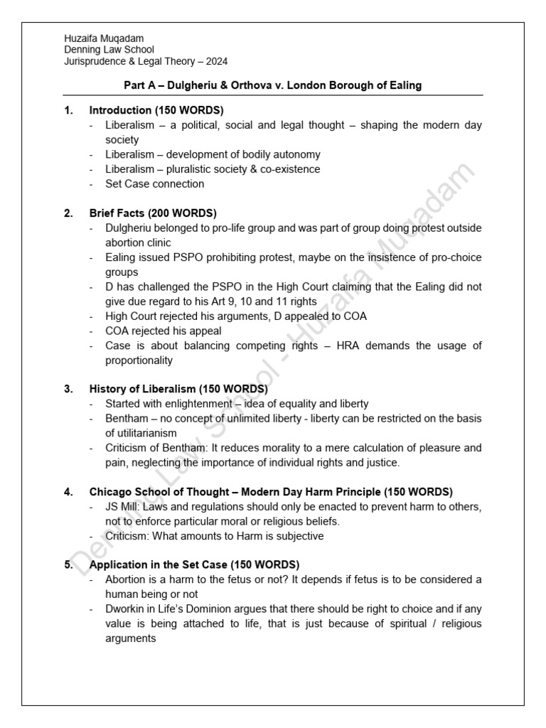 DLS Part A - Alternative Answer Structure (Liberalism) - 2024 | PDF ...