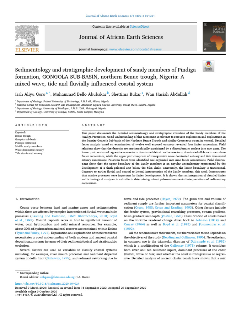 Sedimentology and Stratigraphic Development of Sandy Members of Pindiga ...