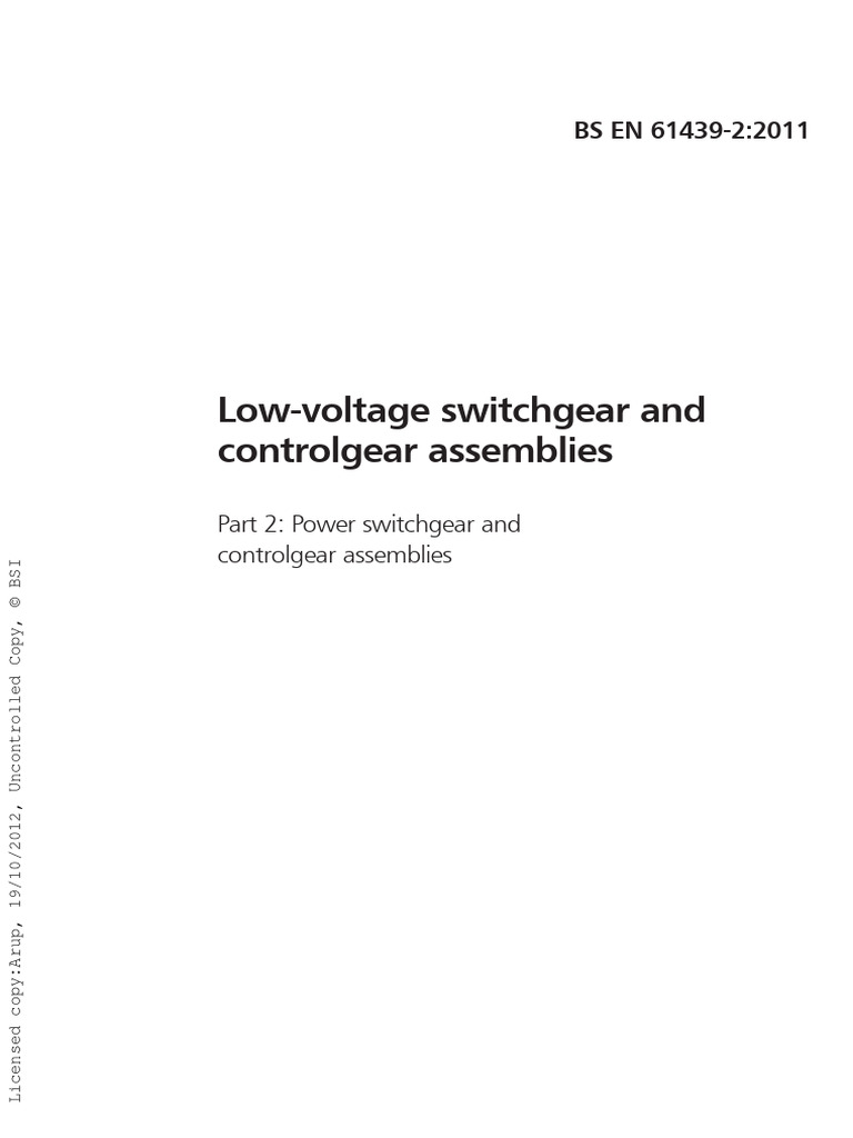 Low-Voltage Switchgear and Controlgear Assemblies: BSI Standards Publication | PDF | Electric ...