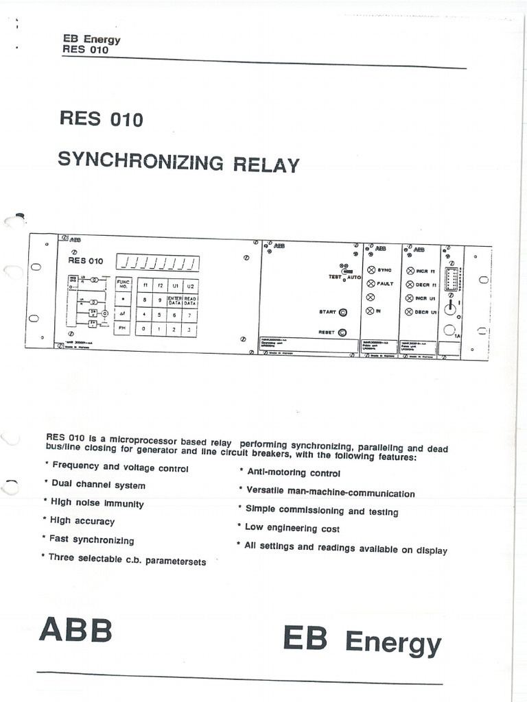 RES010 Synchronizing Relay Manual | PDF