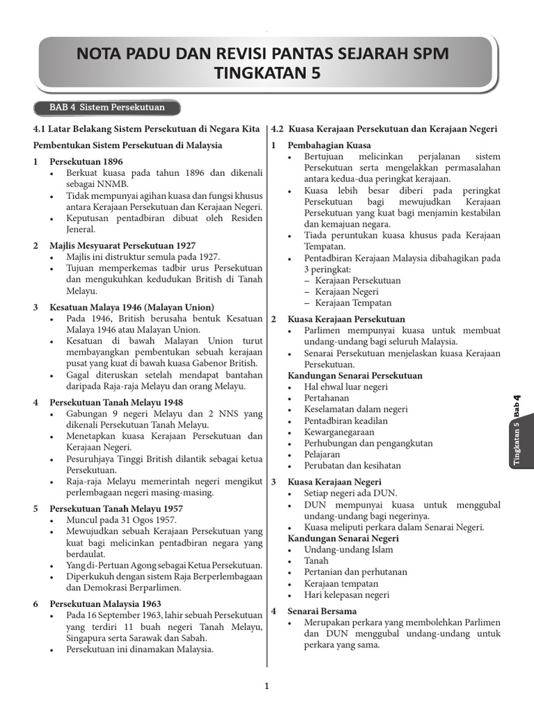 Nota Bab 4 (Form 5) sejarah | PDF